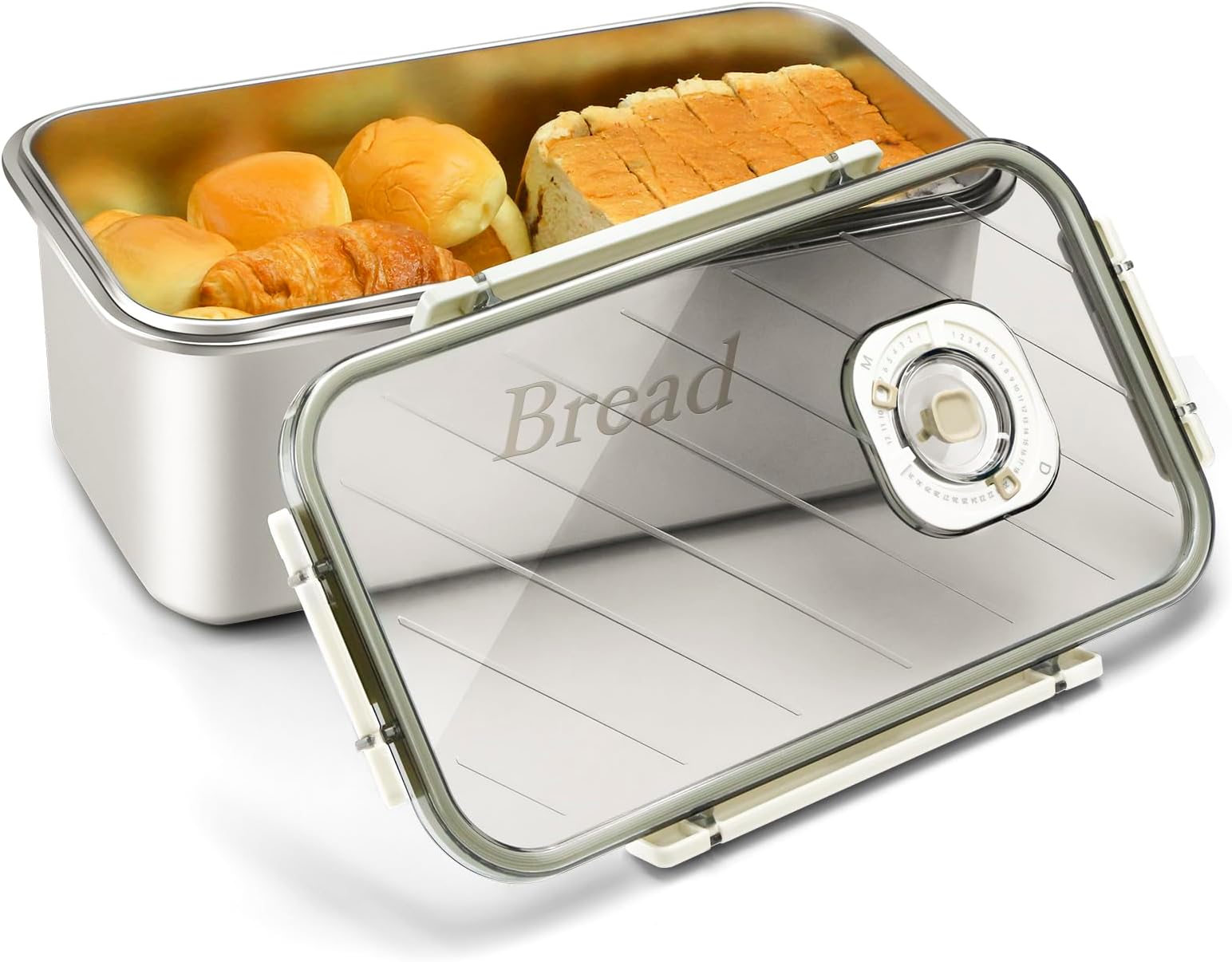 Amazon.com: XULRKOS Bread Box for Kitchen Counter, Time Recording Bread ...