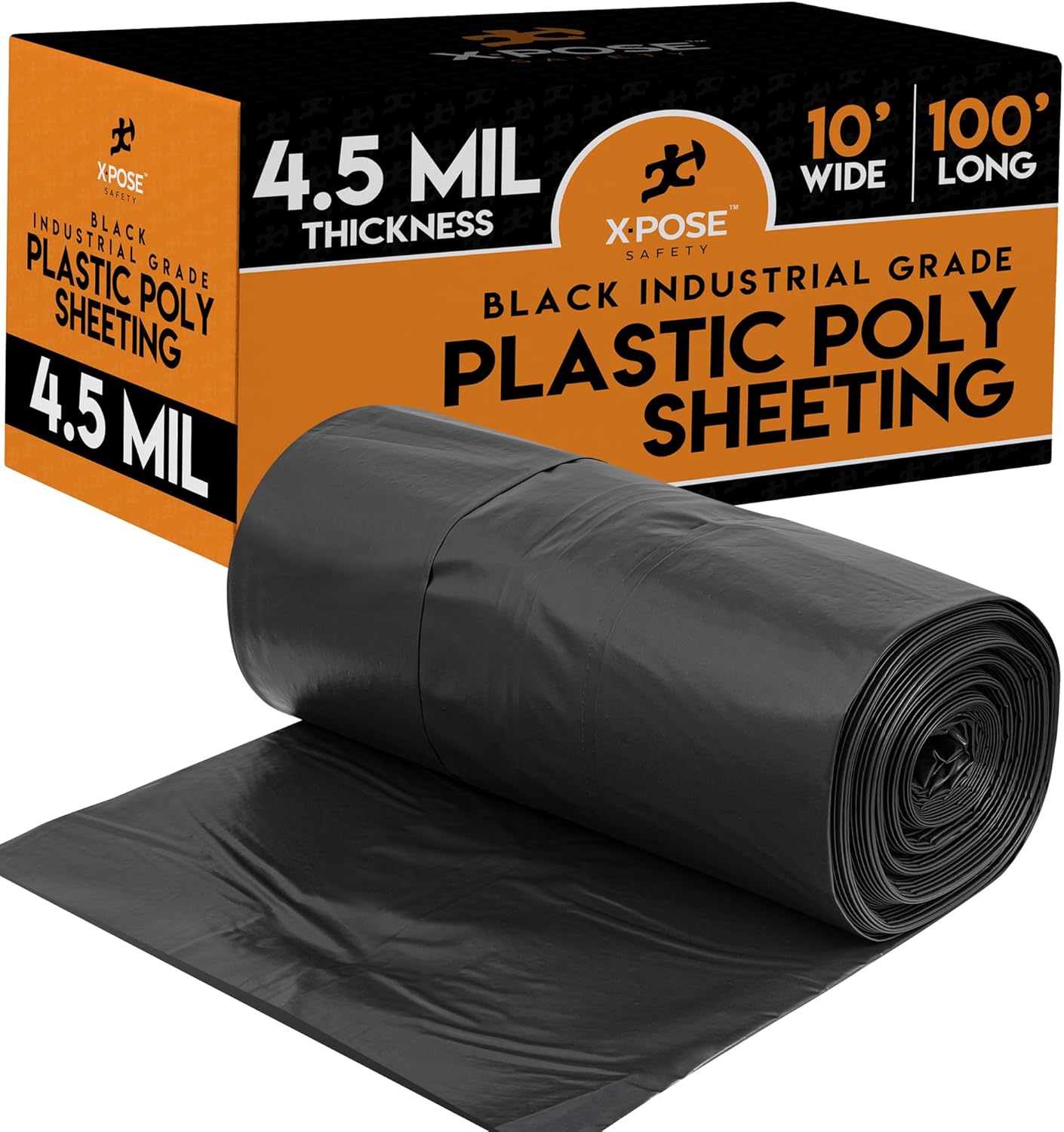 Black Poly Sheeting - 20 x 100 Feet Heavy Duty, 4.5 Mil Thick Black ...