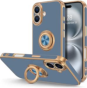 Amazon.com: Hython for iPhone 16 Plus Case with Ring Stand, 360° Rotatable Ring Holder Magnetic ...
