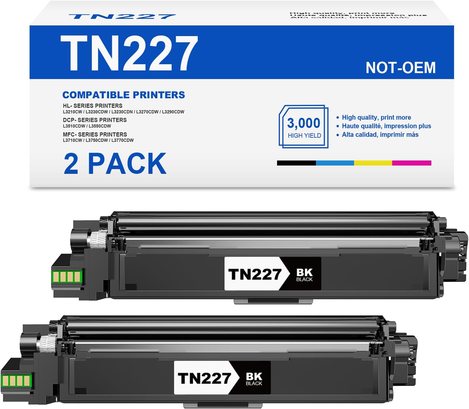 Amazon.com: Compatible TN227BK TN-227BK Toner Cartridge Replacement for ...