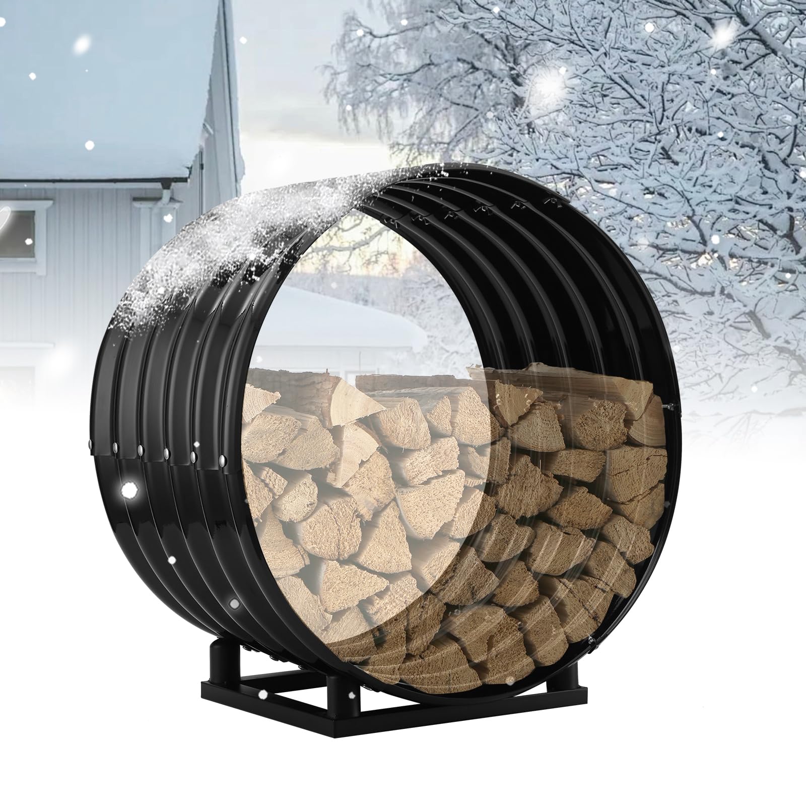 Amazon.com: Frqianly Weather Proof Firewood Log Rack Hoop, Rust Proof ...