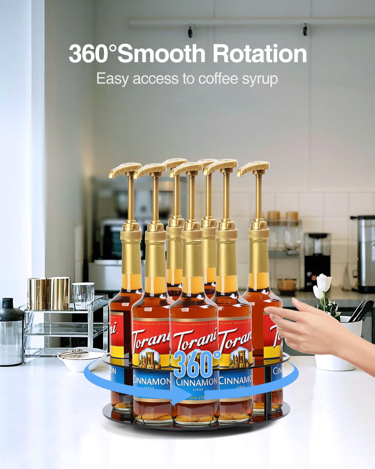 Snapklik.com : Luxtude Rotating Coffee Syrup Organizer, 7 Bottles ...