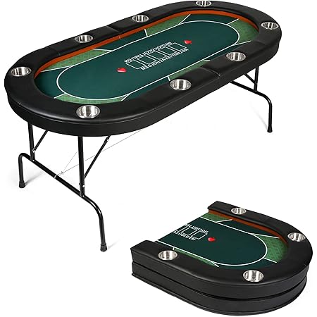 Amazon.com: DC DICLASSE Folding Poker Table for 8 Player, Card Table ...
