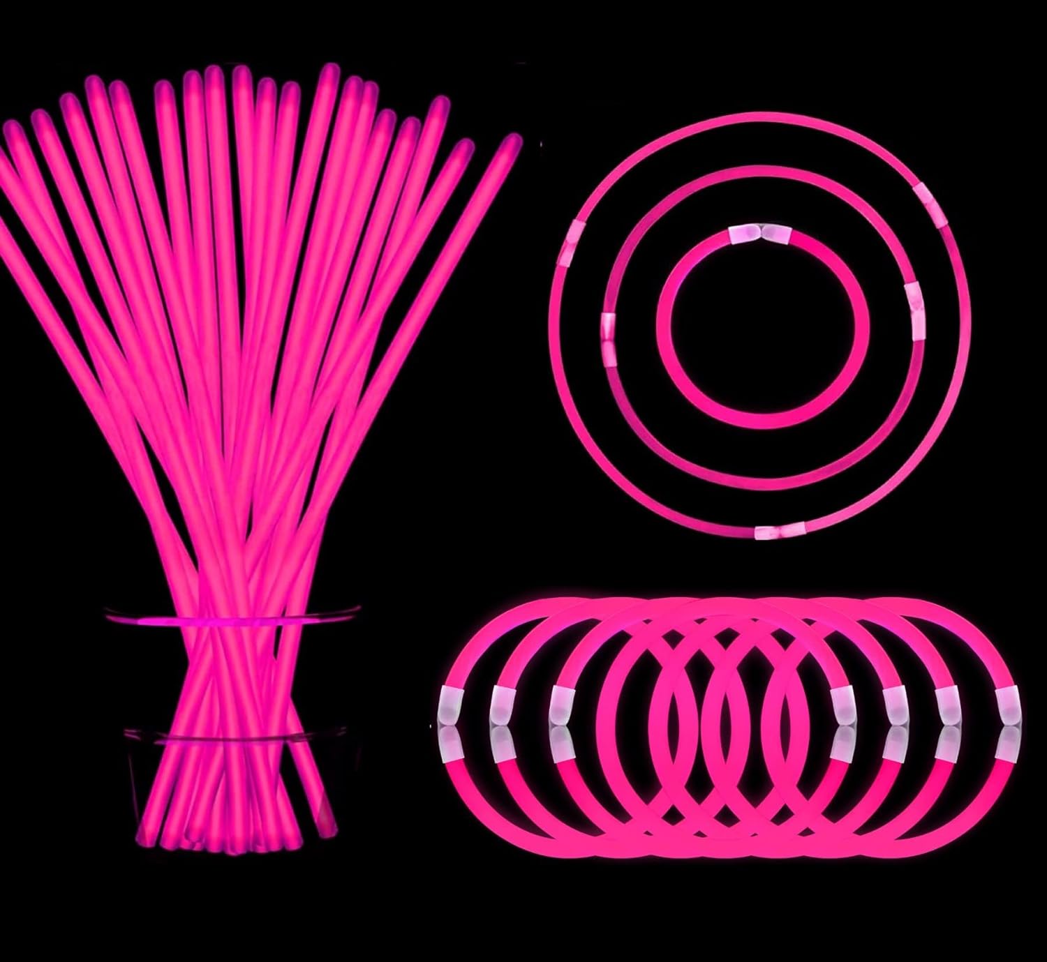Amazon.com: YOFOBU Pink Glow Sticks Light Up Bracelets Necklaces with ...