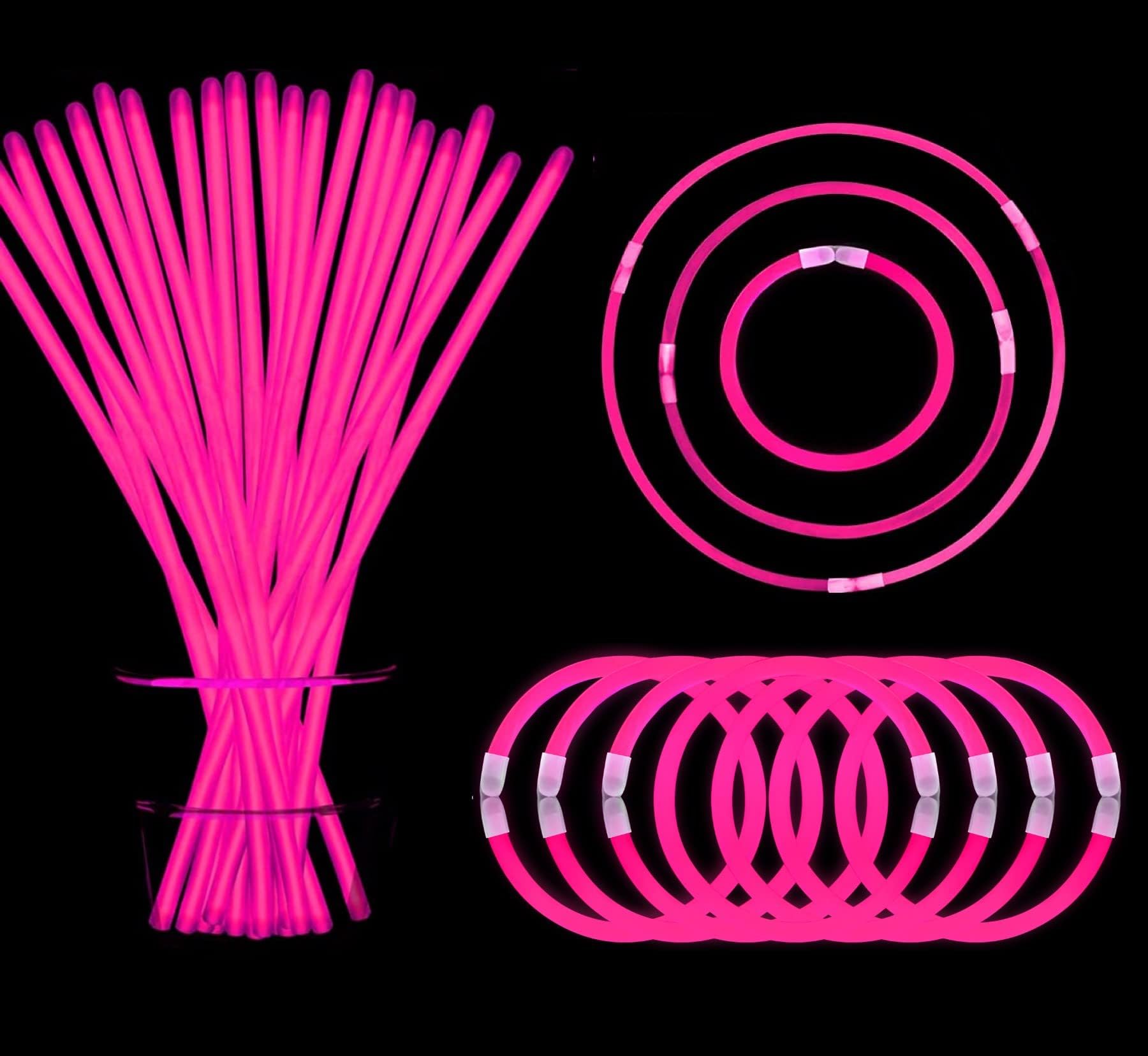 Amazon.com: YOFOBU Pink Glow Sticks Light Up Bracelets Necklaces with ...