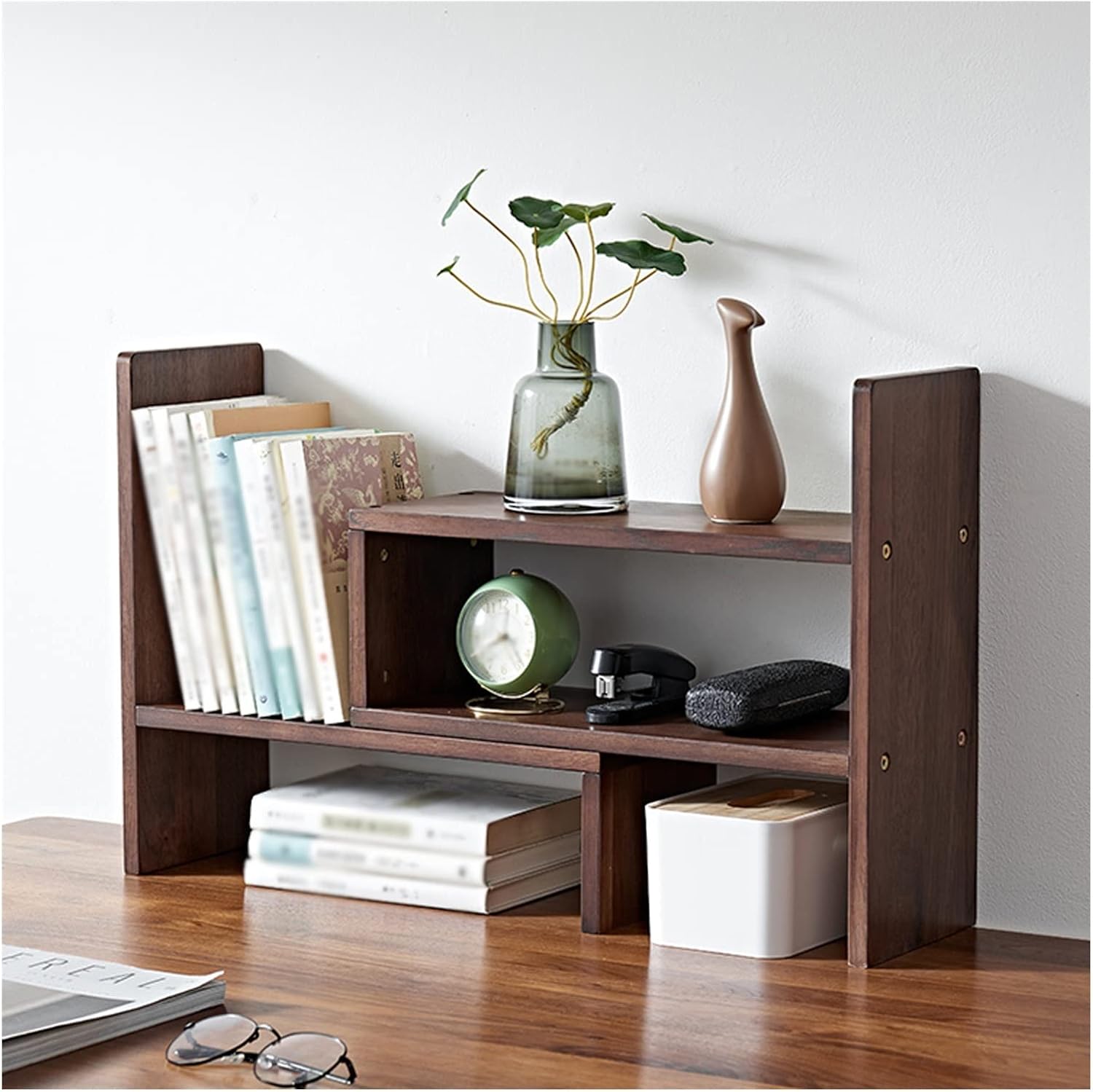 Amazon.com: Modern Book Shelf Expandable Tabletop Bookshelf Wood ...