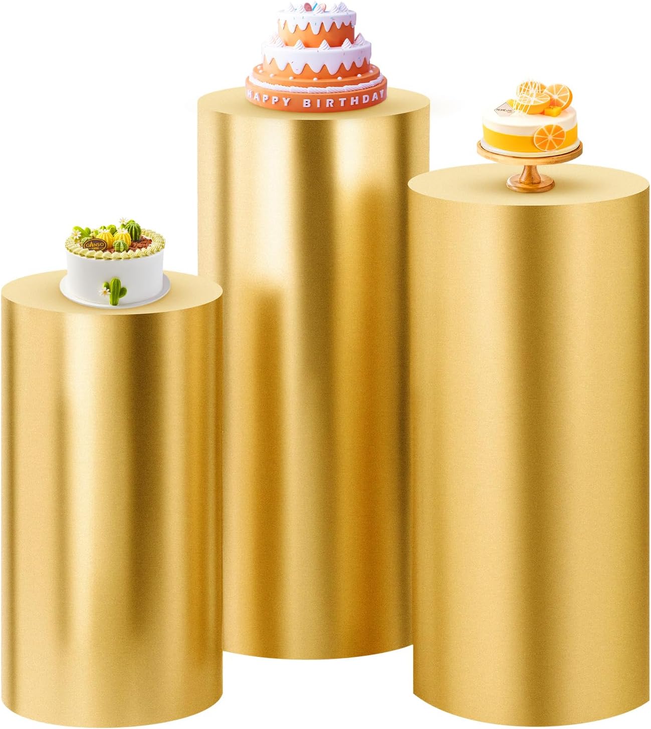 Amazon.com: Set of 3 - Gold Cylinder Pedestal Stand Covers, Flexible ...