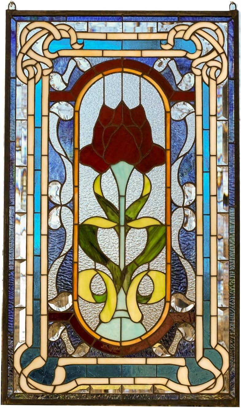 Amazon.com: 20" x 34" Handcrafted Hanging Stained Glass Beveled Window ...