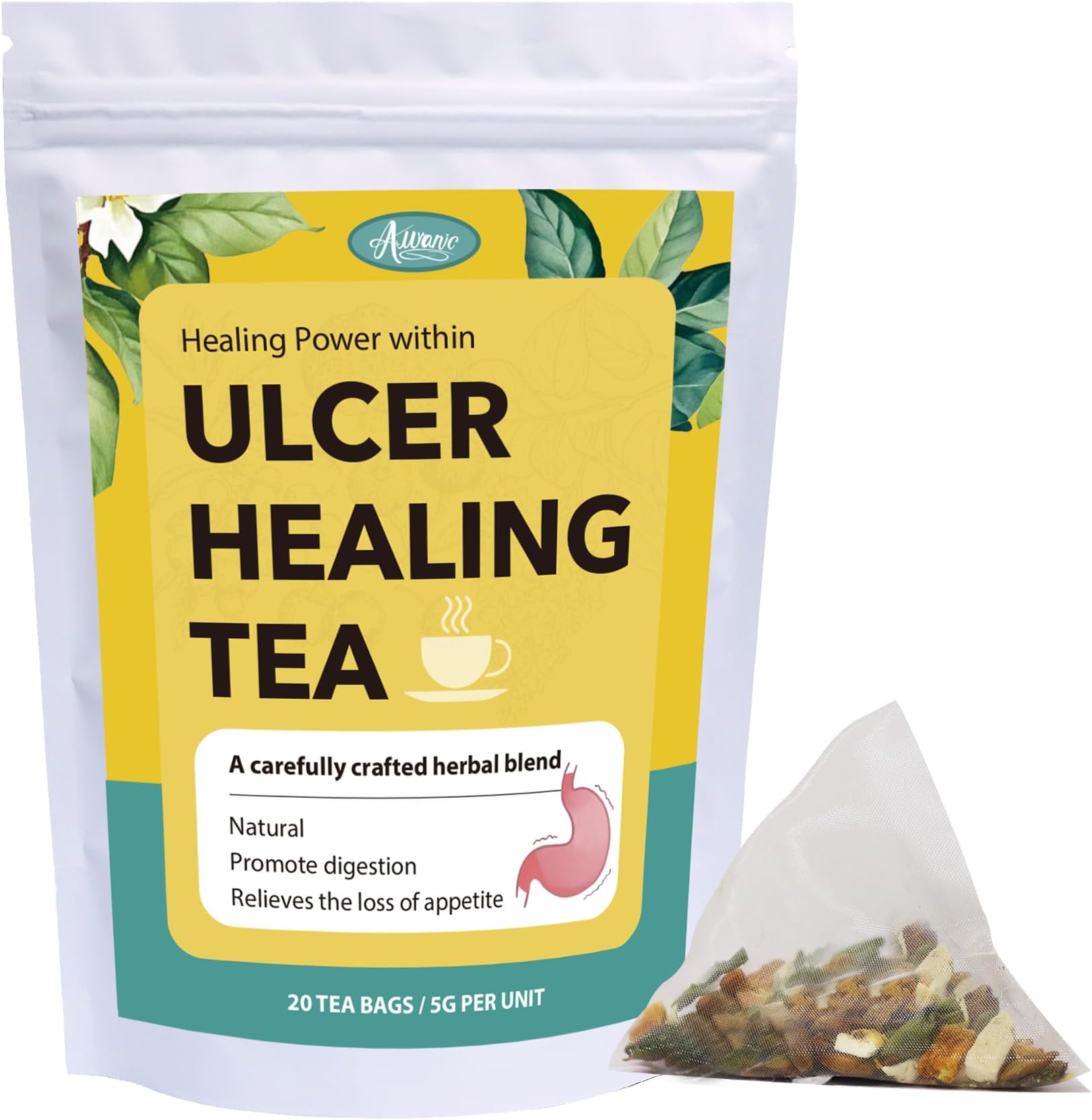 Amazon.com : Auranic Ulcer Healing Tea 20 Pcs, Natural Stomach Remedy ...