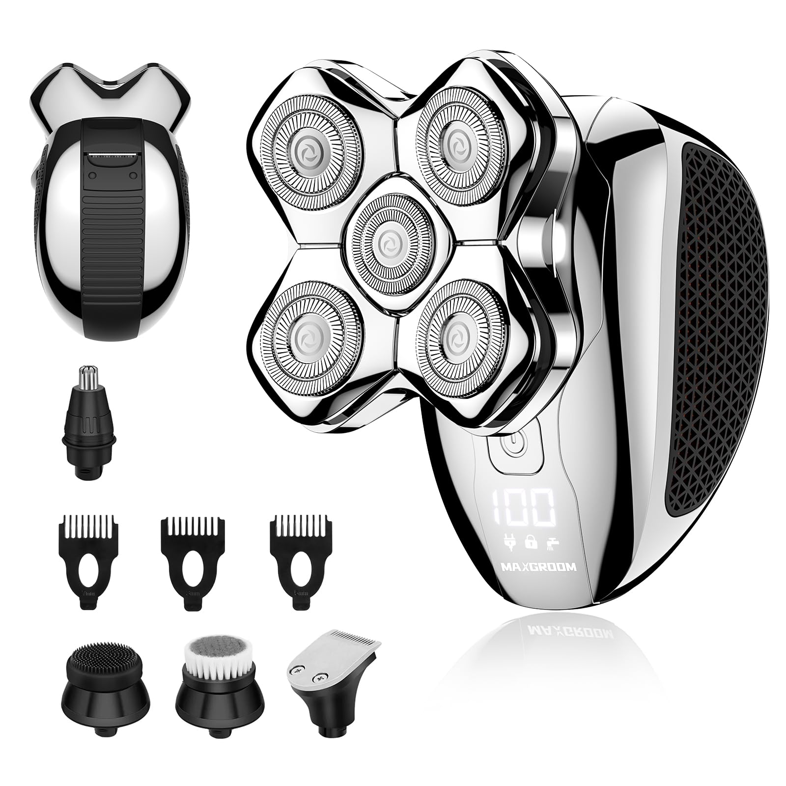 Detachable Head Shavers, MAXGROOM 5 in 1 Electric Razor for Bald Men ...