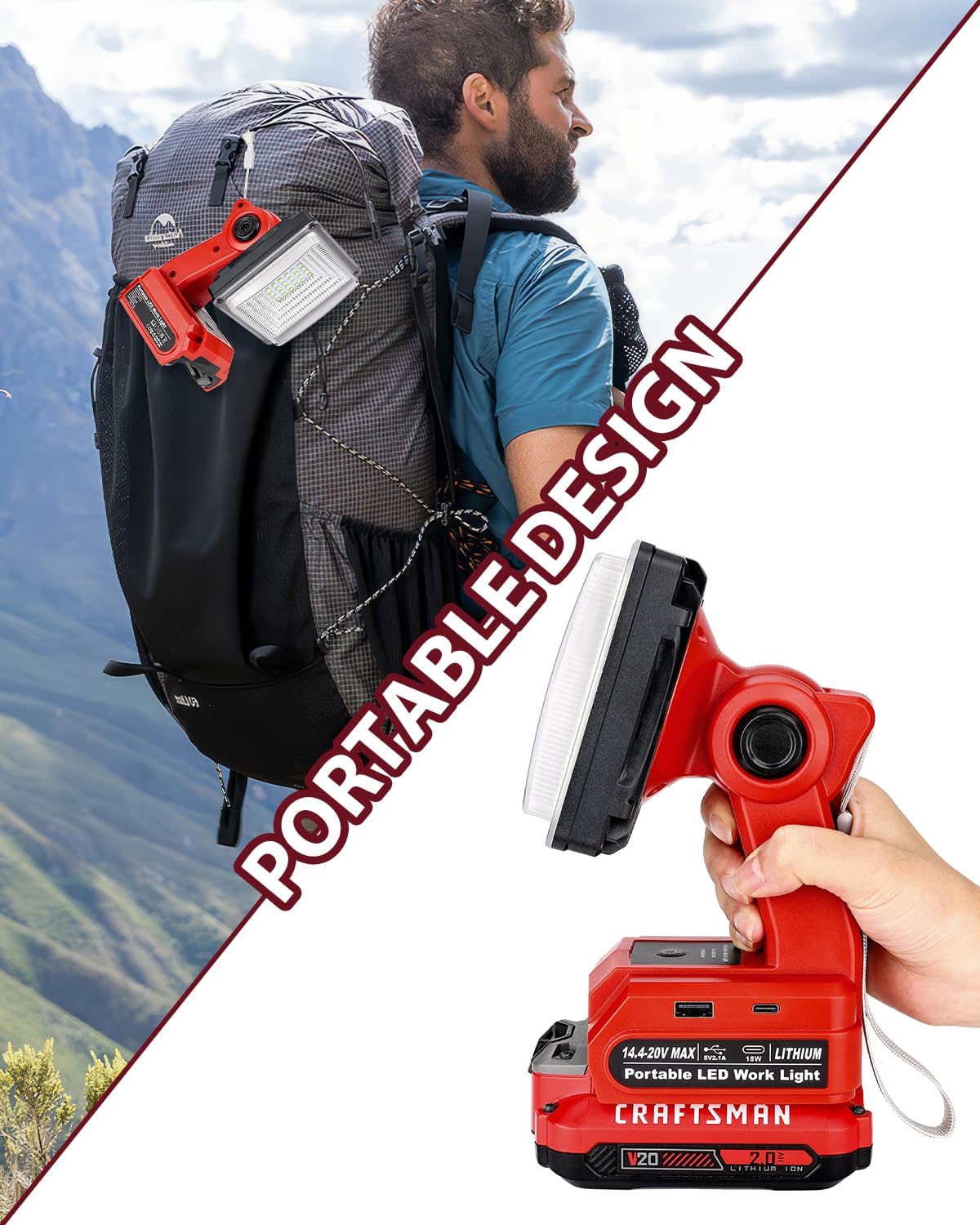 Luz de trabajo LED inalámbrica para batería Craftsman V20, reflector ...