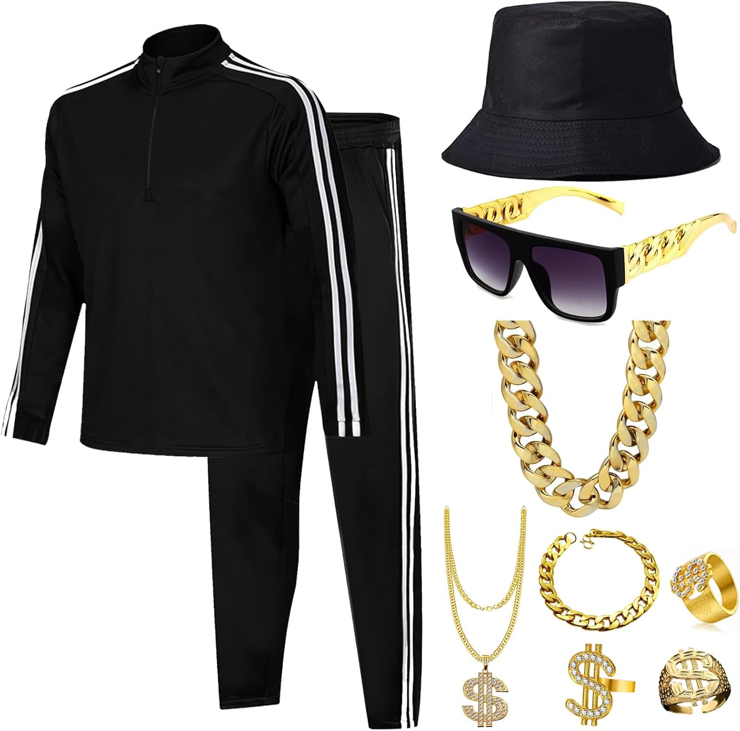 Amazon.com: 80s Tracksuit for Men,80s Costumes for Men 90s Hip Hop ...