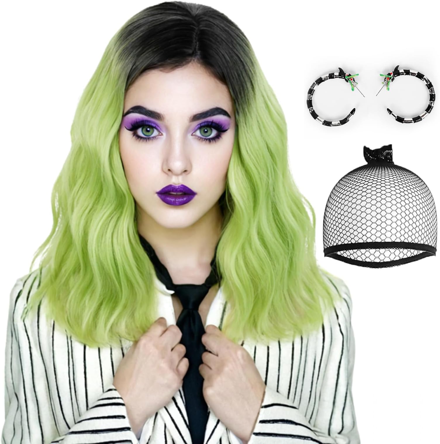 Amazon.com: Miss U Hair Men Short Messy Green Wig with Spiky Strands ...