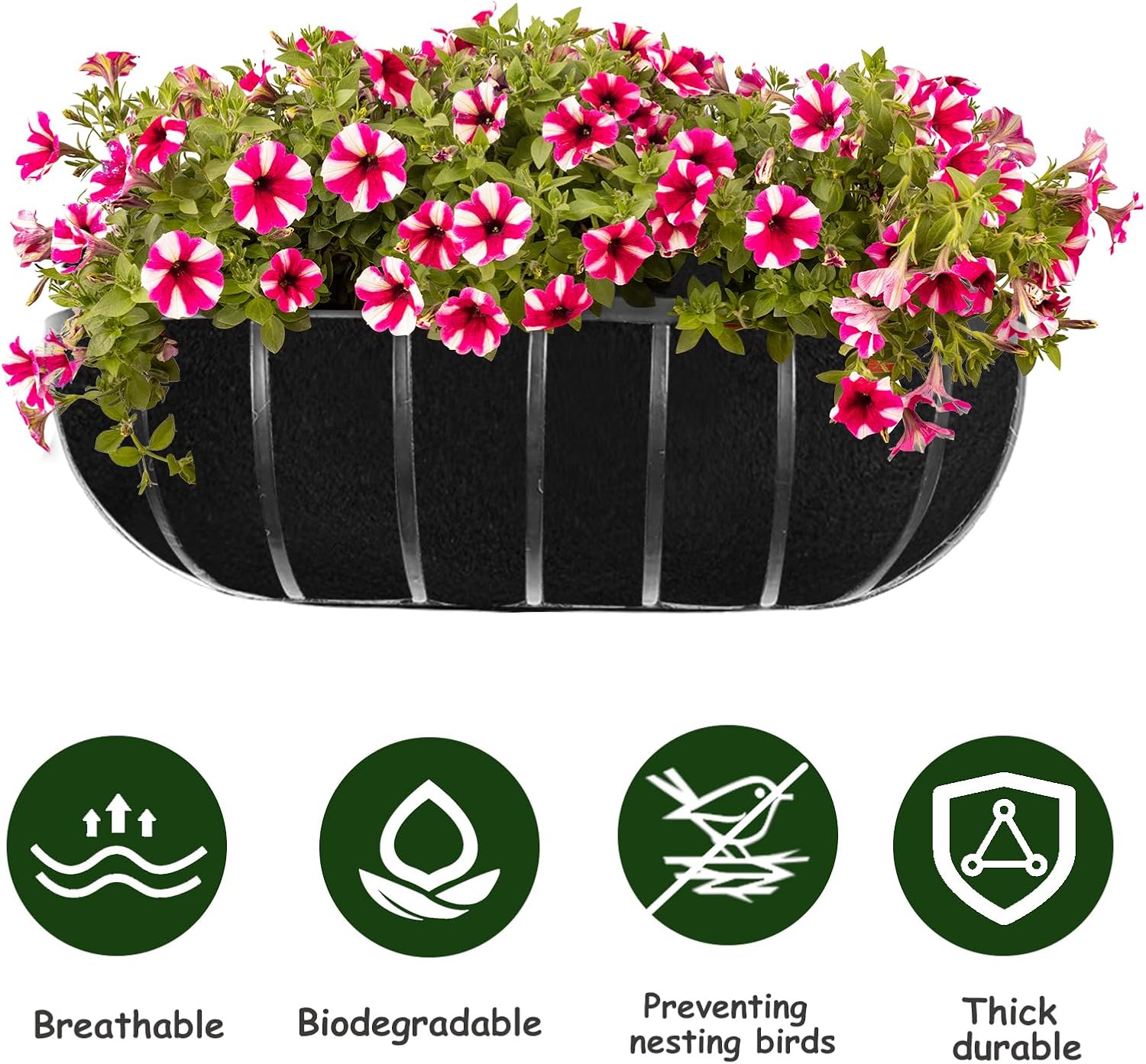 Fabric Planter Inserts 2-Pack 14-Inch Round Hanging Basket Liners ...