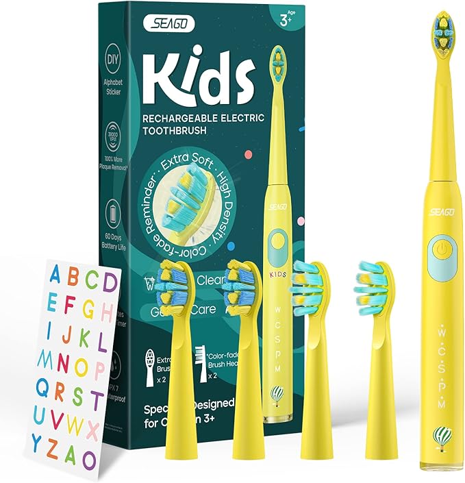 Seago Kids Electric Toothbrush Rechargeable, Children's Power ...