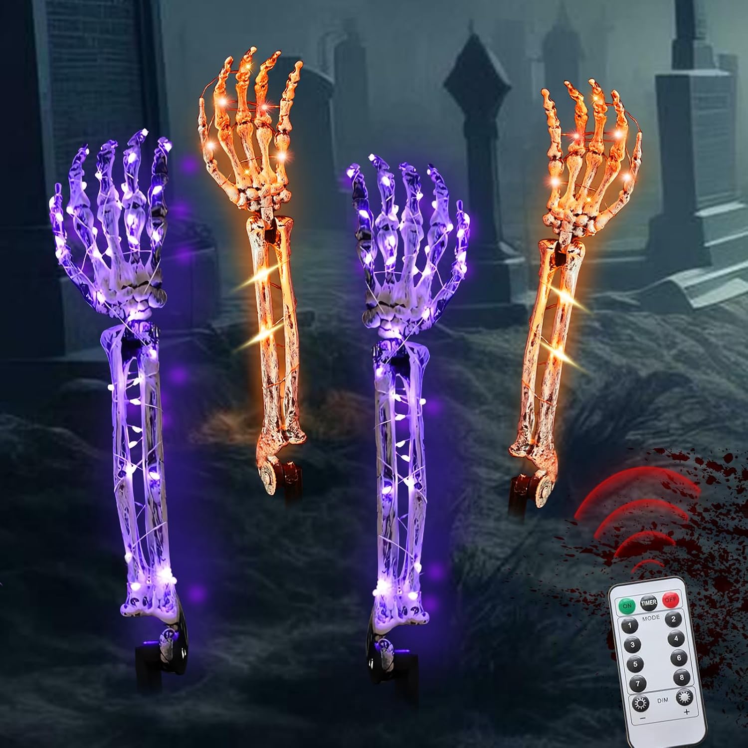 Amazon.com: Joeoy Halloween Decorations Outdoor, 4 Pack Lighted ...