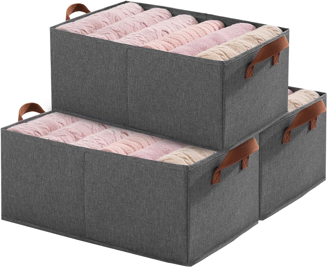 Ruucy Lot de 3 Boite Rangement Tissu, Panier Rangement Pliable ...