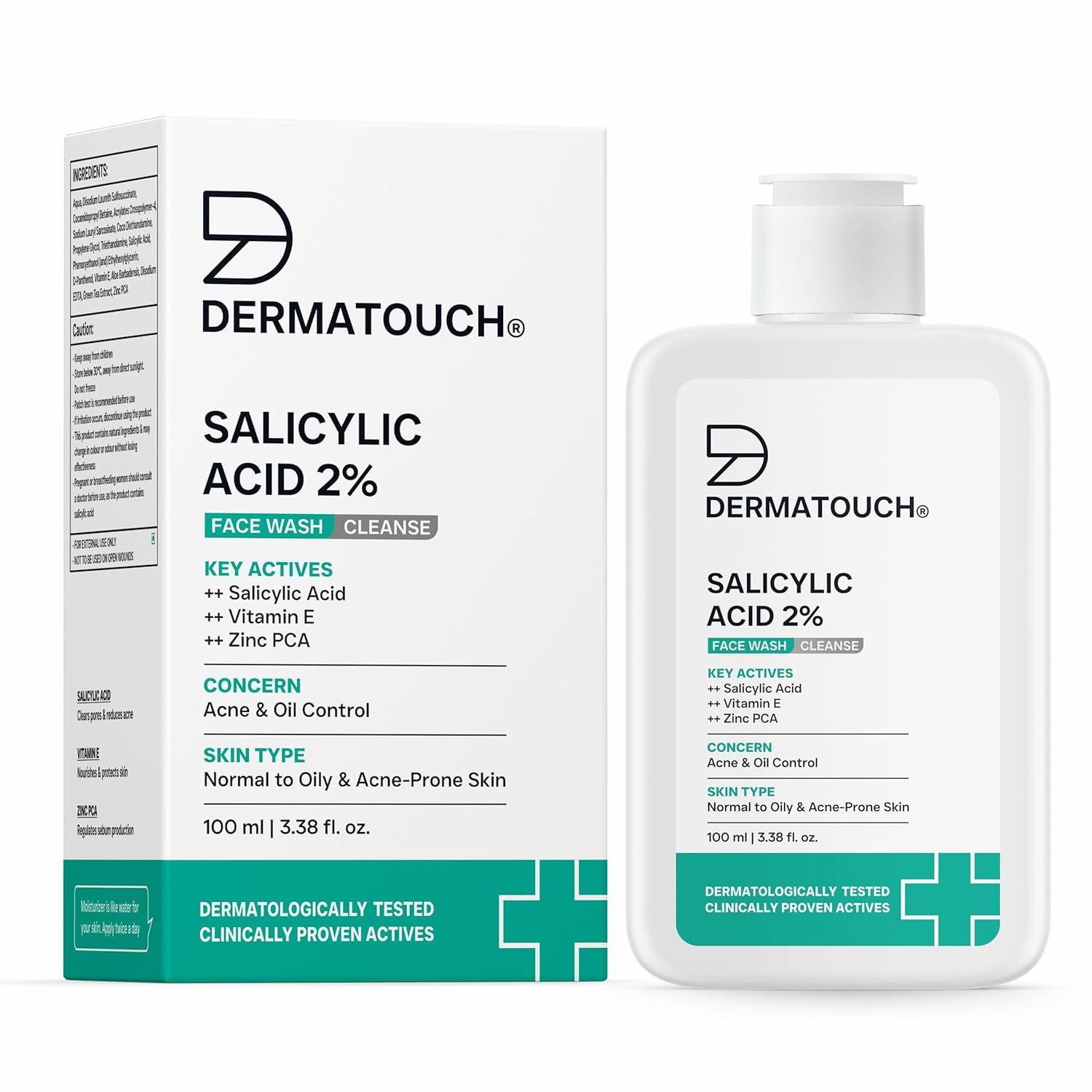 DERMATOUCH Salicylic Acid 2% Face Wash | For Acne & Oil Control ...