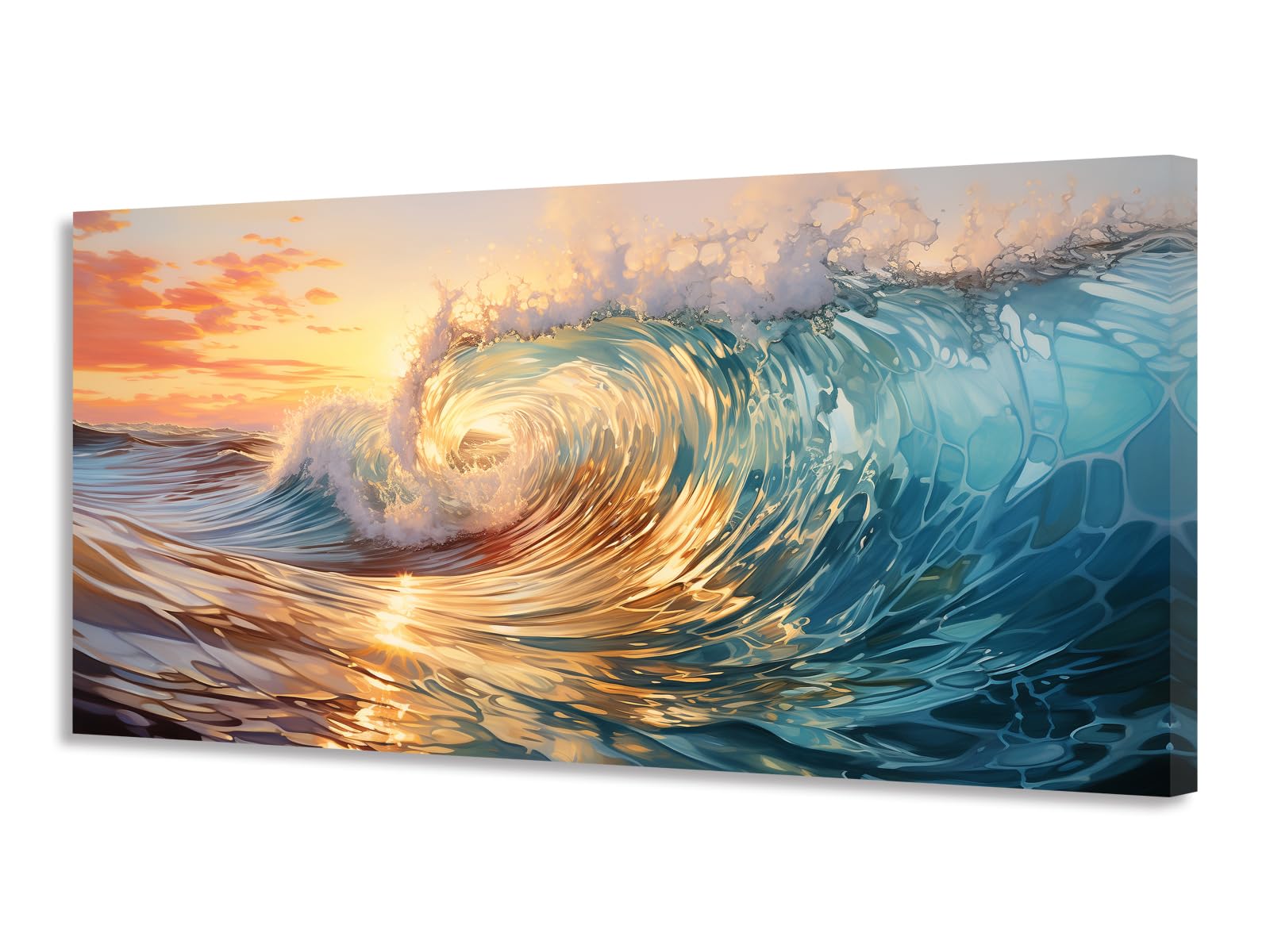 Amazon.com: KUNHAAH Wall Art Canvas Painting Big Waves in The Sea 1 ...