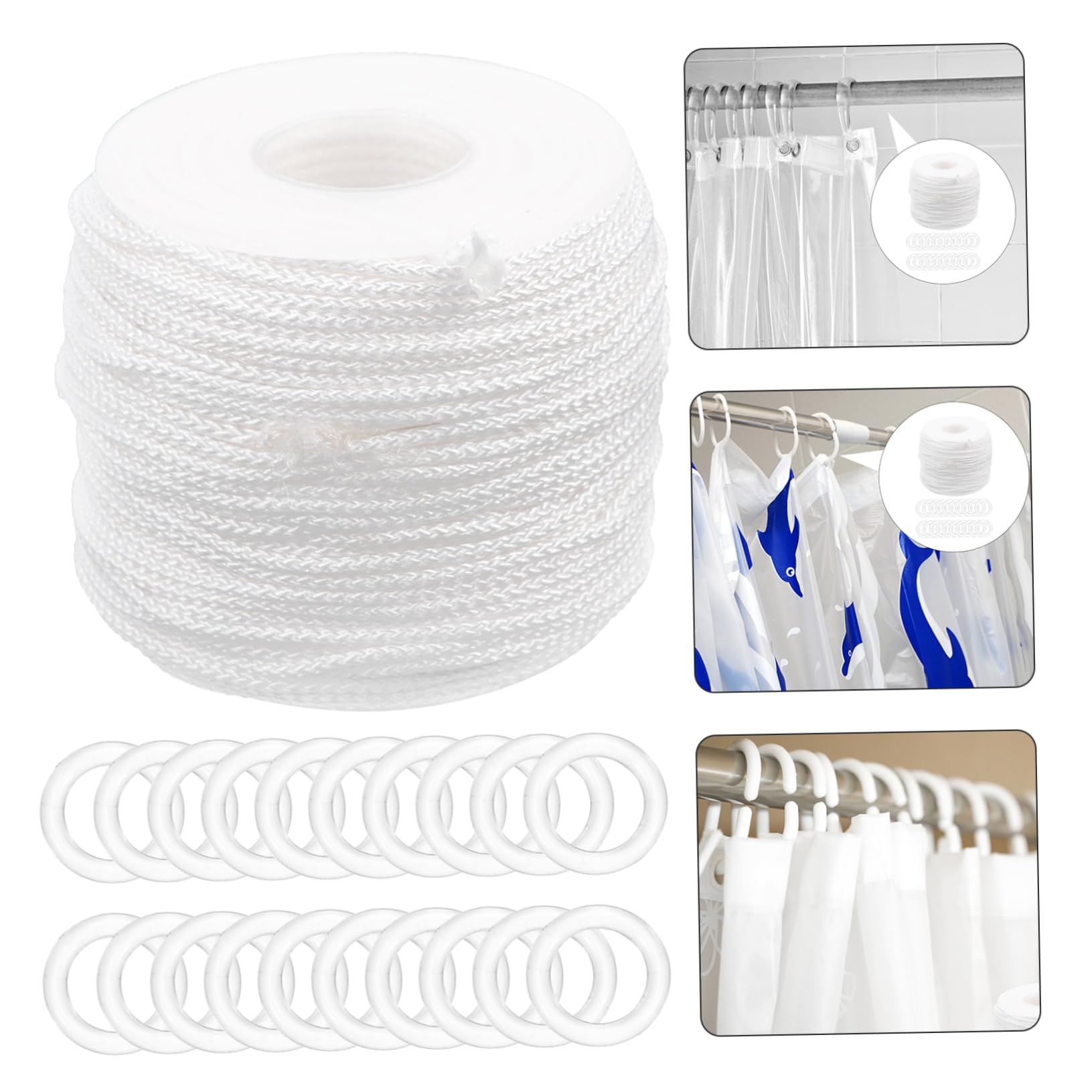 Roman Shade Hardware All-in-One KIT, In White (cord Lock, Pulleys, Cord ...