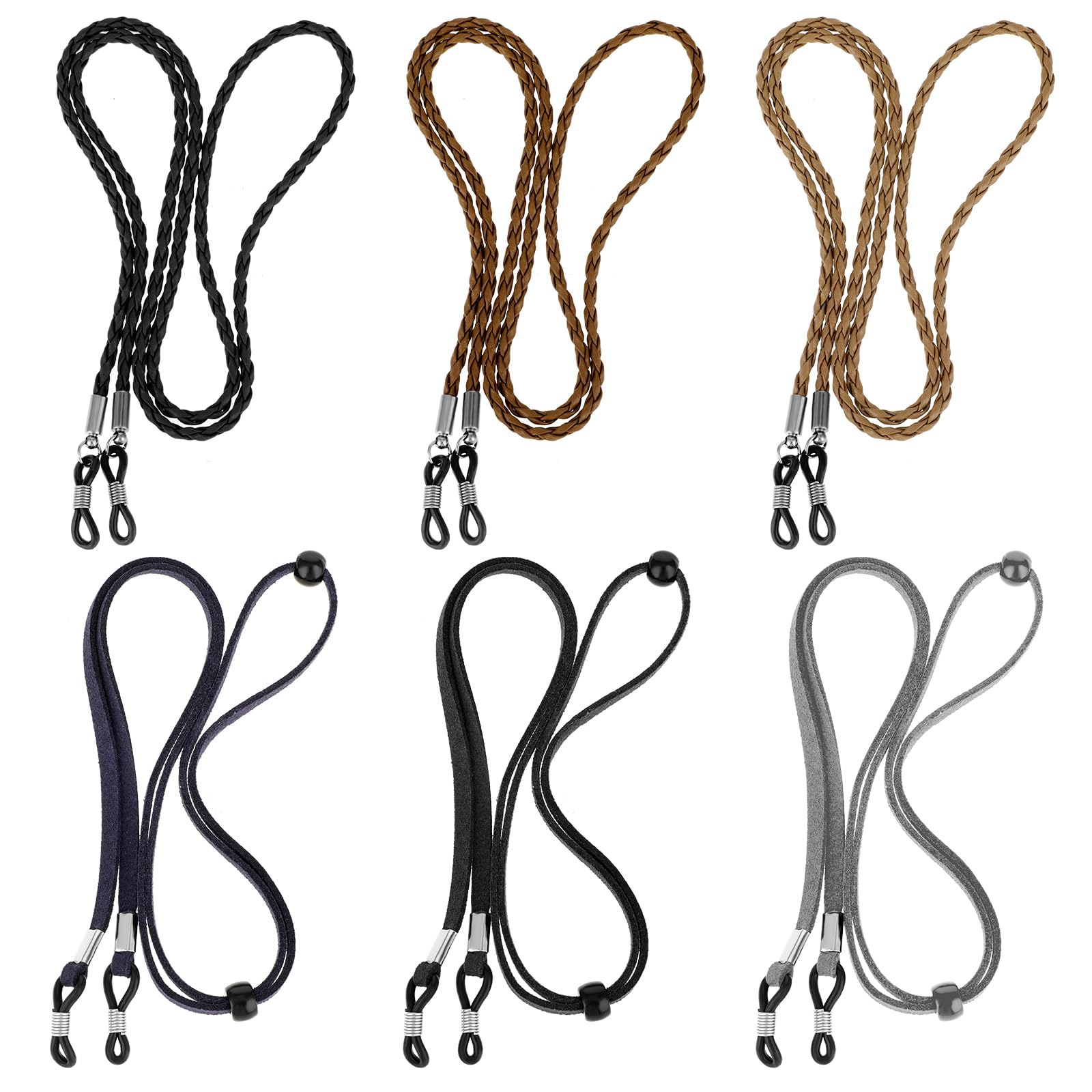 YUXIANLB 6 Pcs Eyeglasses Strap for Women and Men, Leather Eye Glasses ...