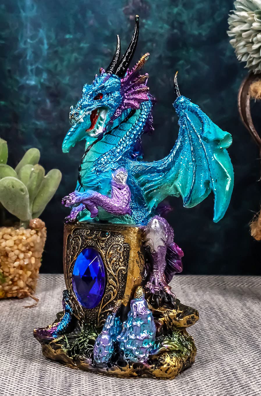 Buy Ebros Azure Frozen Blizzard Dragon Guarding Blue Sapphire Ancient ...