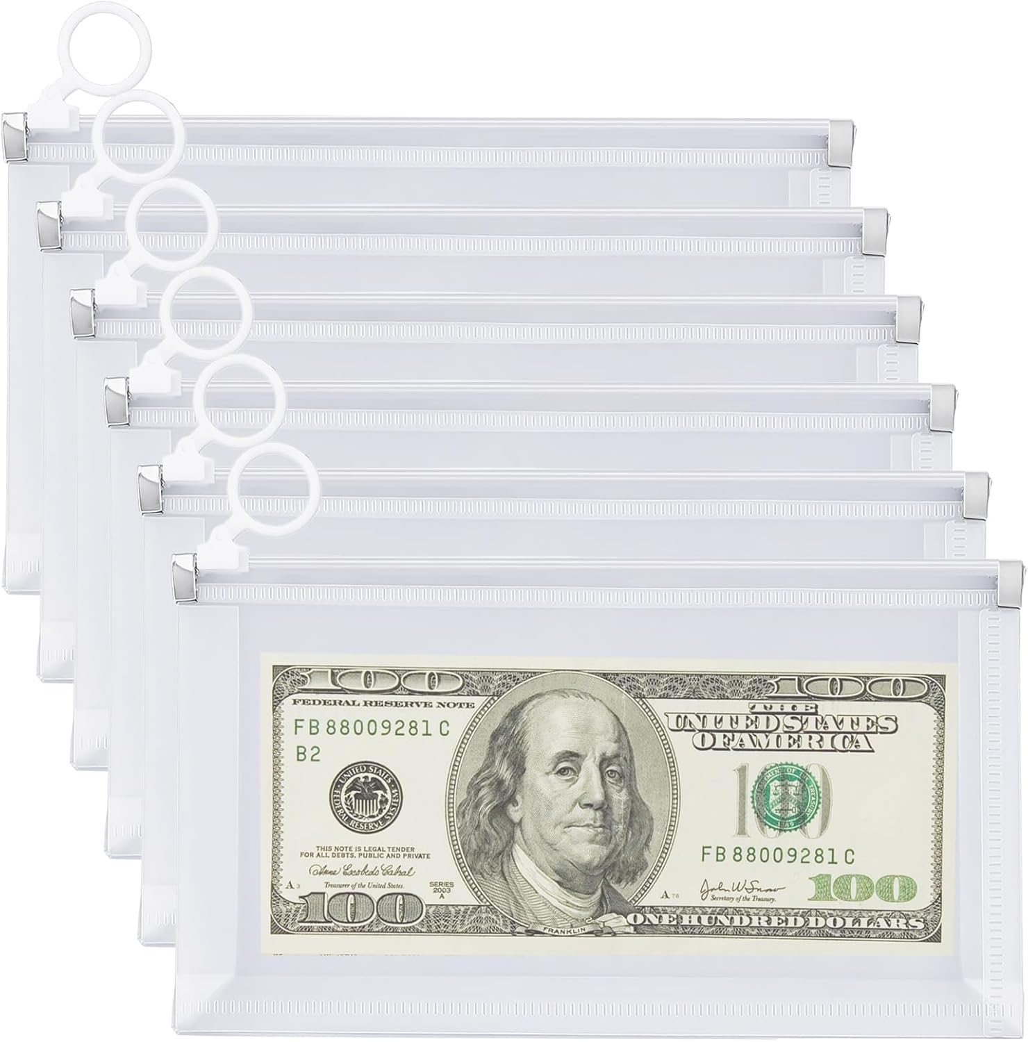 Amazon.com : LXUEJIE 6 Pcs Clear Zipper Cash Bag, Plastic Cashes ...