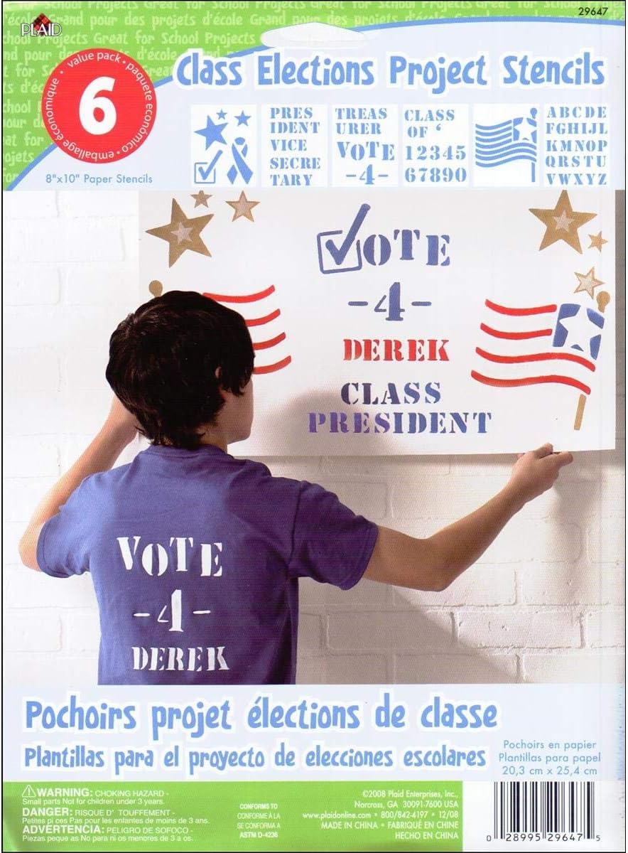 Amazon.com: Kids Activity Project 8x10 Stencil 6-Pack: Class Elections ...