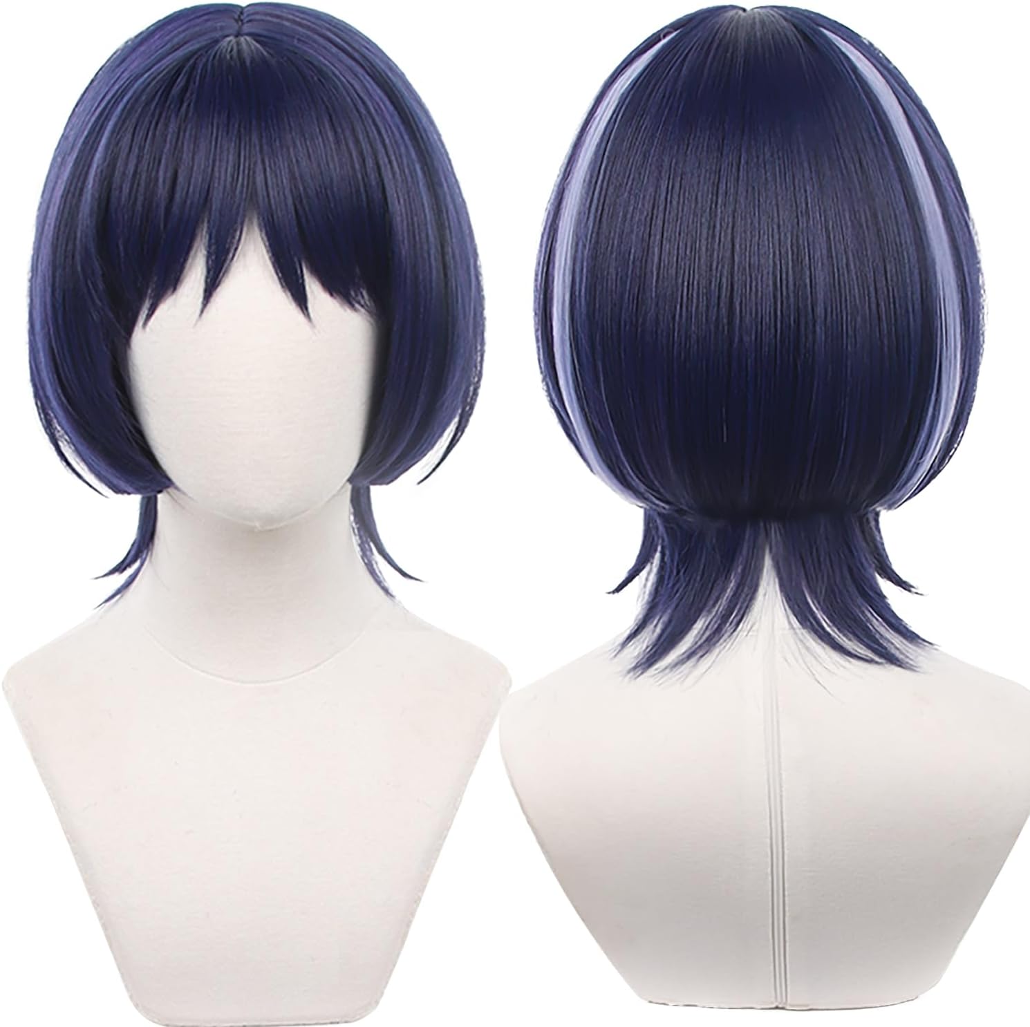 Amazon.com: Cosplay Wig Anime Dark Blue Short Hair with Wig Cap for ...