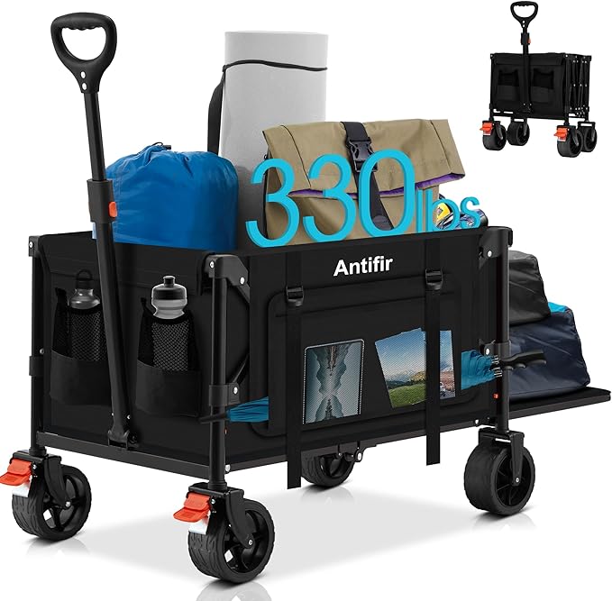 Amazon.com: Collapsible Wagon with Tailgate,Foldable Cart with Wheels ...