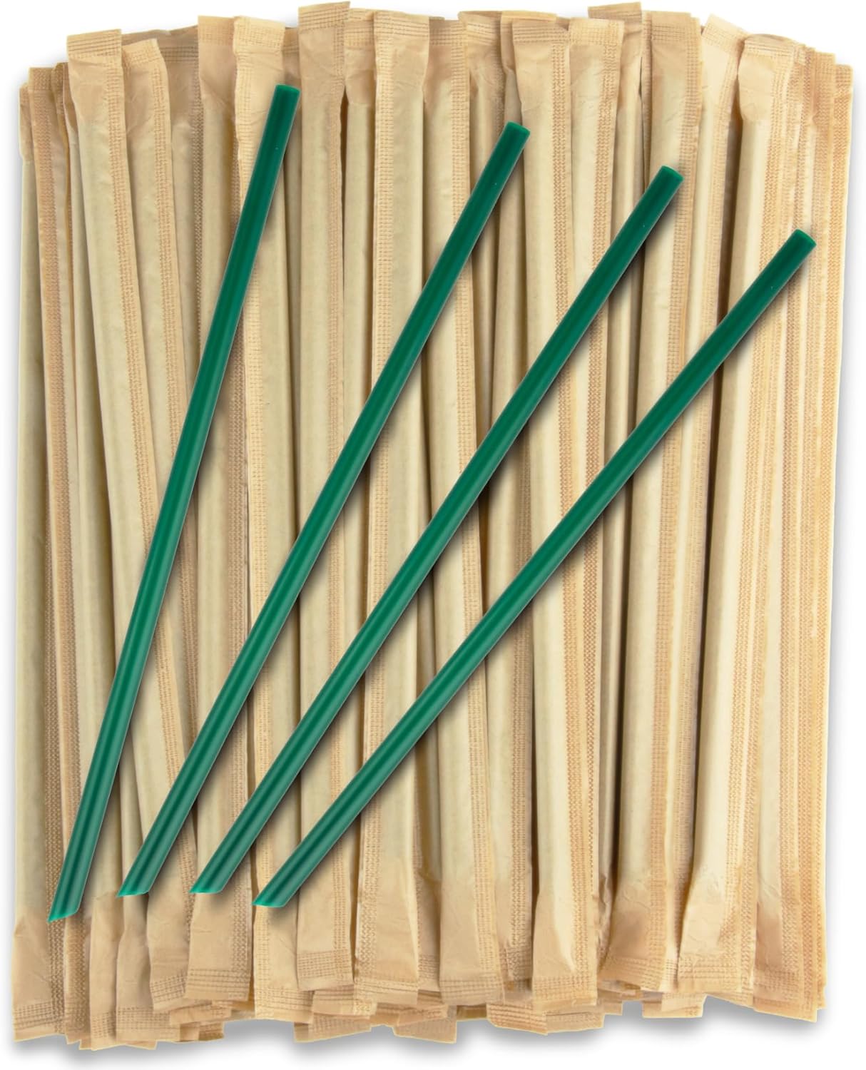 Amazon.com: Sukh 100 Pcs Individually Wrapped Straws - Green Plastic ...