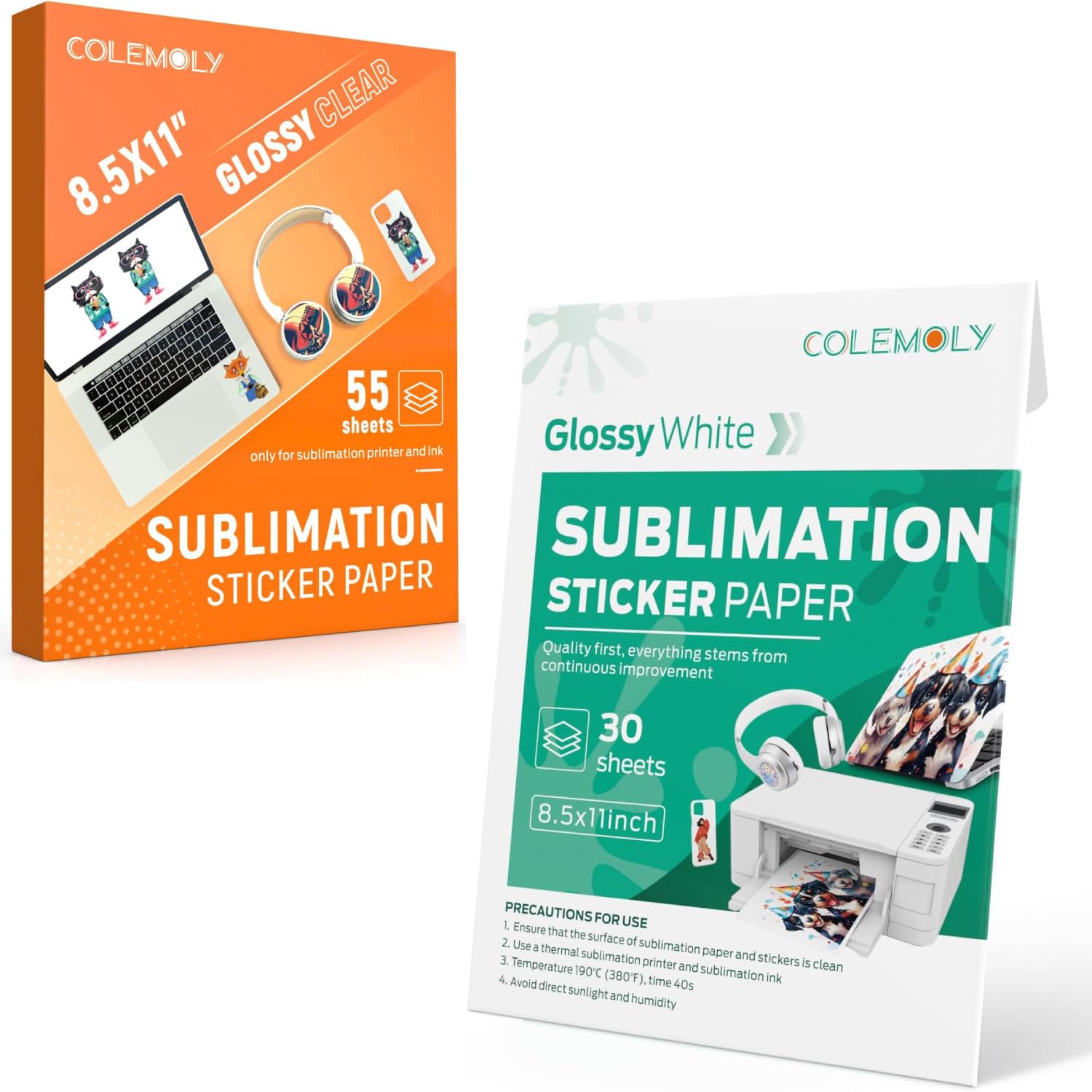 Amazon.com : Glossy Sublimation Sticker Paper 30 Sheets and 100% Clear ...