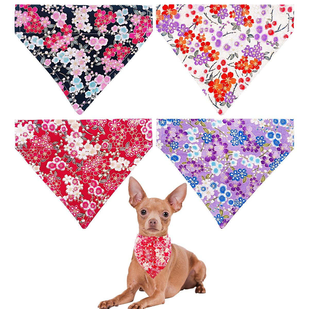 Amazon.com : PET SHOW 4 Pack Small Dog Bandanas Slide on Collar Set ...