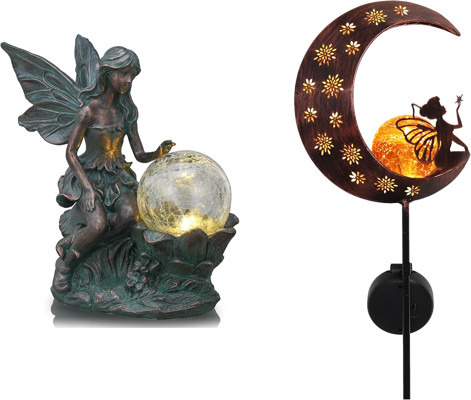 Amazon.com: TERESA'S COLLECTIONS Fairy Garden Statues with Solar ...