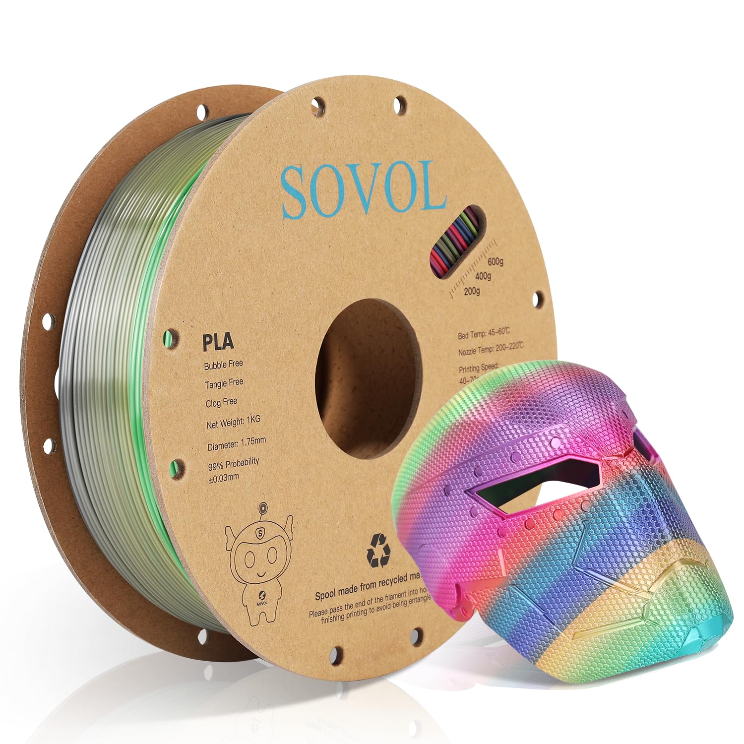 Sovol 3D Printer Silk Shiny Multicolored Fast Gradient Change Rainbow ...