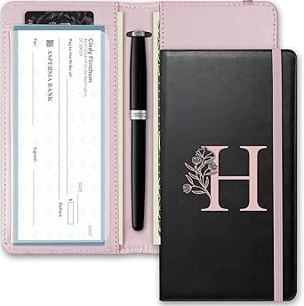Amazon.com: Kakurookie Letter Checkbook Cover, RFID Blocking Checkbook ...