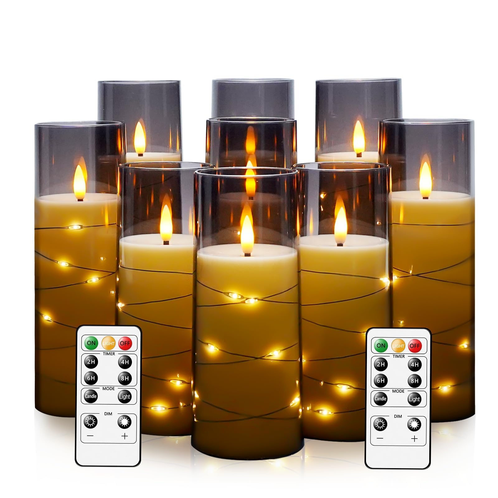 Buy 2.3" Dia Acrylic Flameless LED Candles with Copper String Lights ...