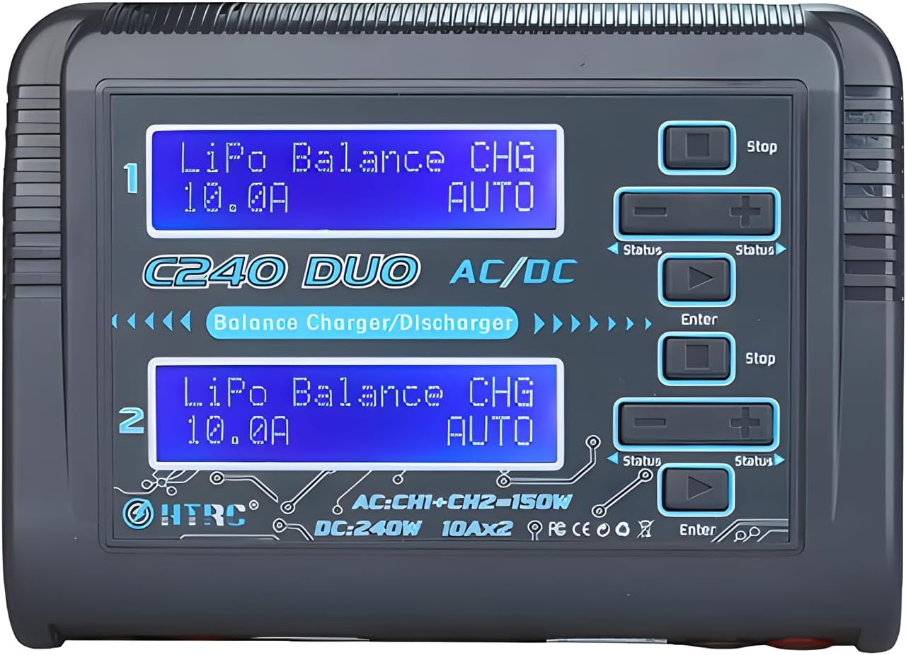 Amazon.com: PUSLAKO LiPo Battery Charger Dual RC LiPo AC150W DC240W 10A ...