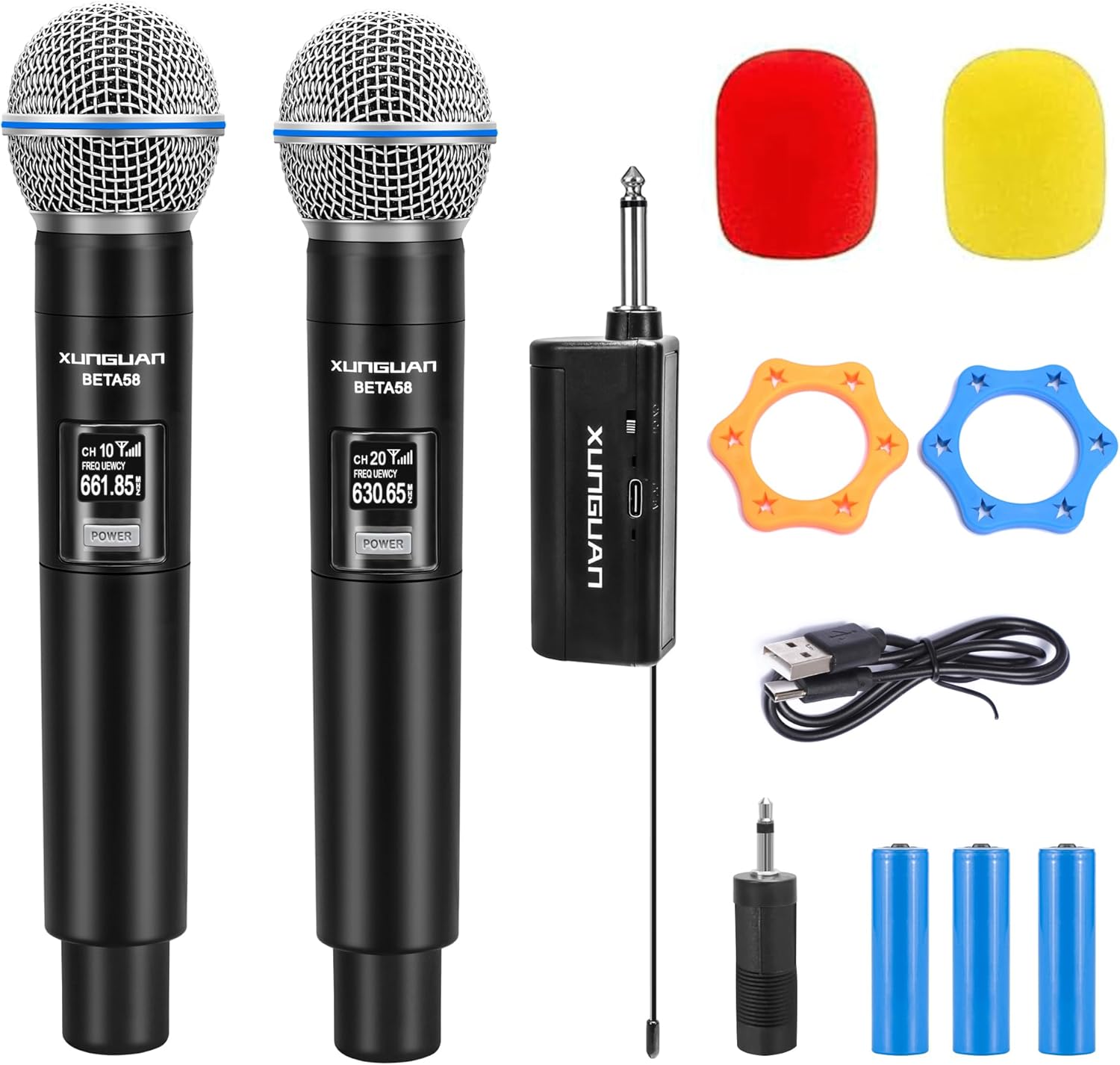 Amazon.com: XUNGUAN 2 Wireless Microphone,Rechargeable Dual Microphone ...