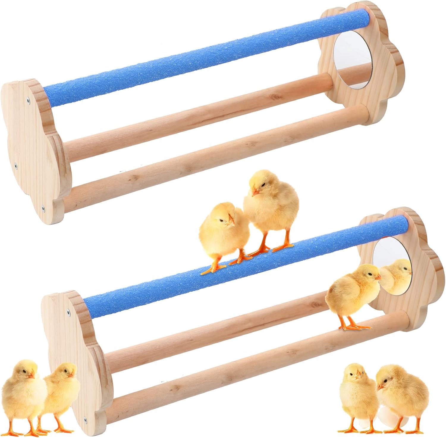 Amazon.com : Kigley 2 Pack Chicken Perch with Mirror Wood Chick ...