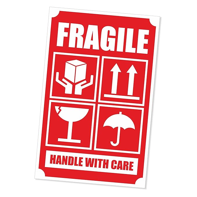PG Creations Fragile Stickers for Packing, 4.5x7 Inch, Large Size ...