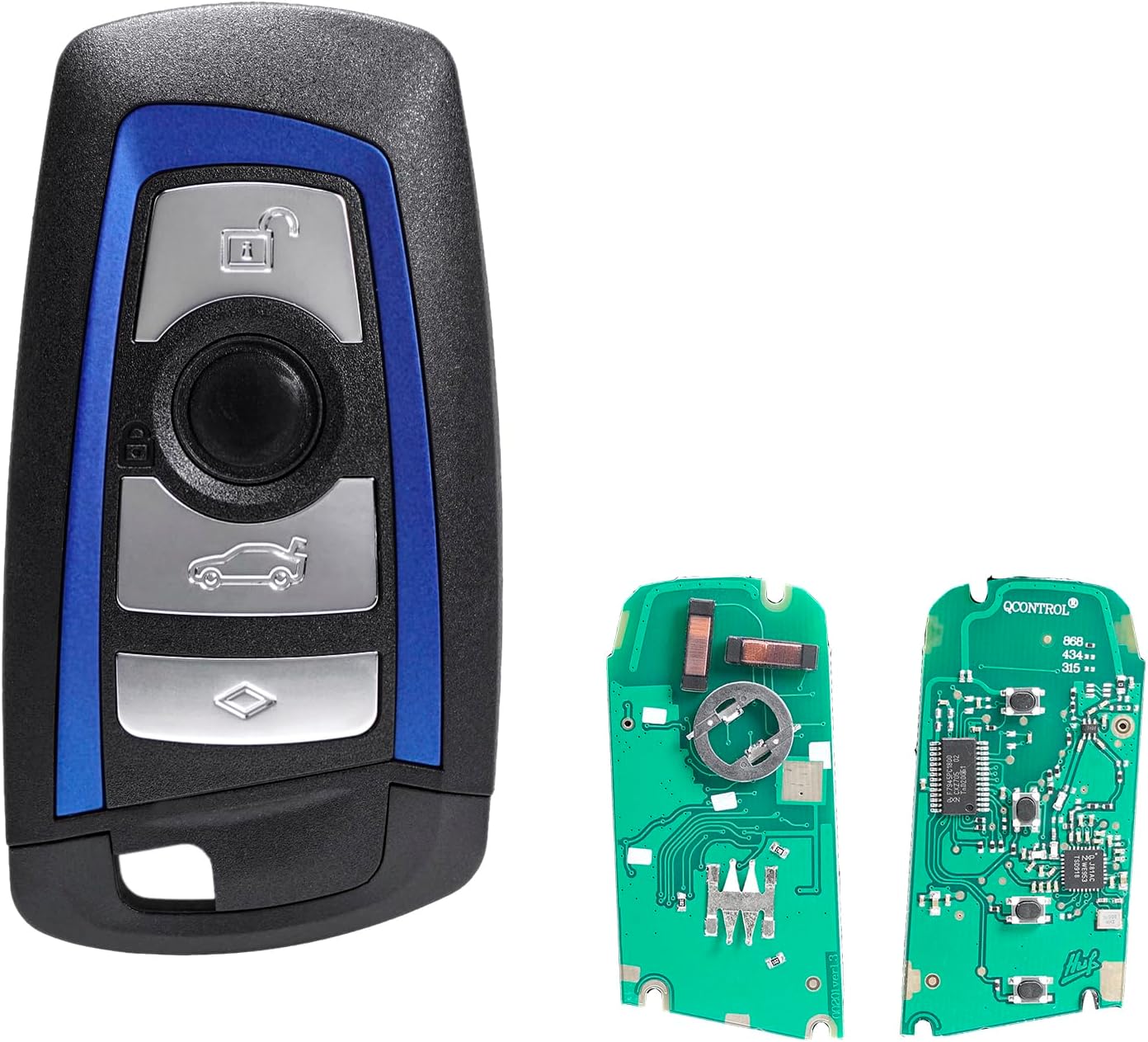 868MHZ Blue For BMW 4 Buttons Smart Key Fob For BMW Series 5 6 7 X3 X4 ...