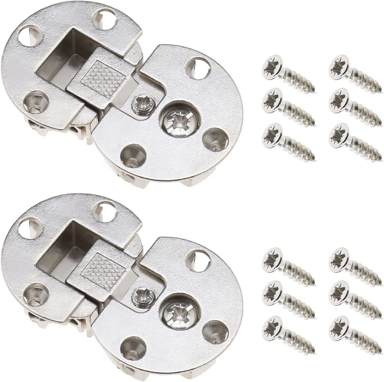 eMagTech 2PCS Semi-Circular Hinges with Fixing Screws 90 Degree Page ...