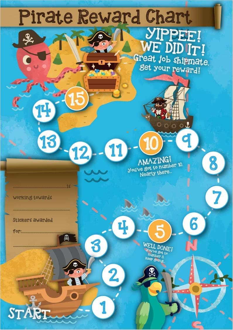 Dinosaur, Pirate and Builder childrens Reward Chart with matching ...