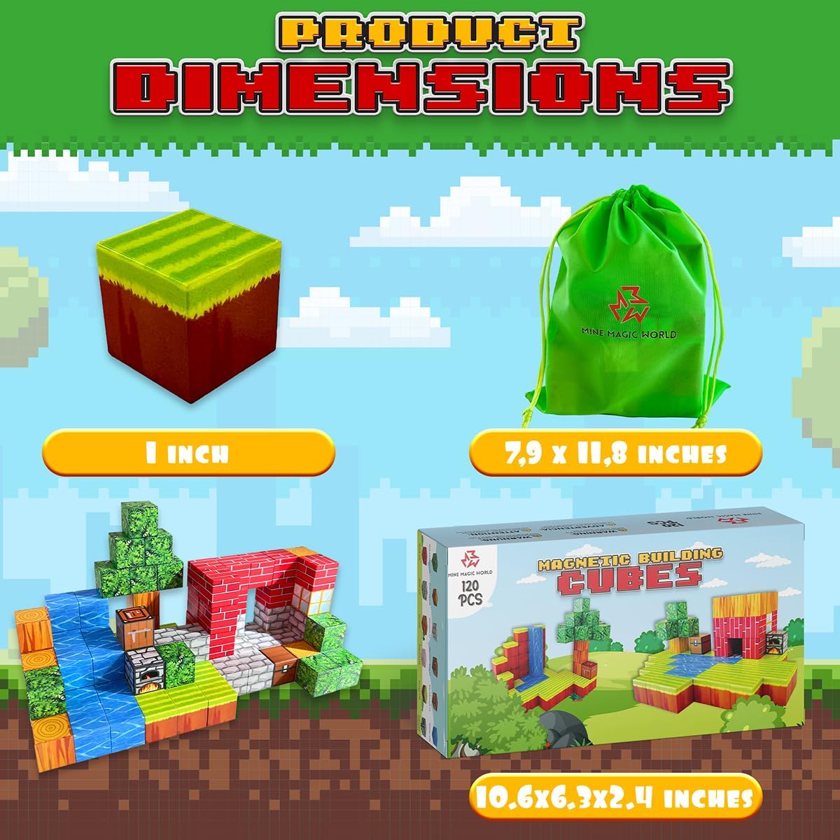 MINE MAGIC WORLD 120 cubos magnéticos para manualidades, edición imán ...
