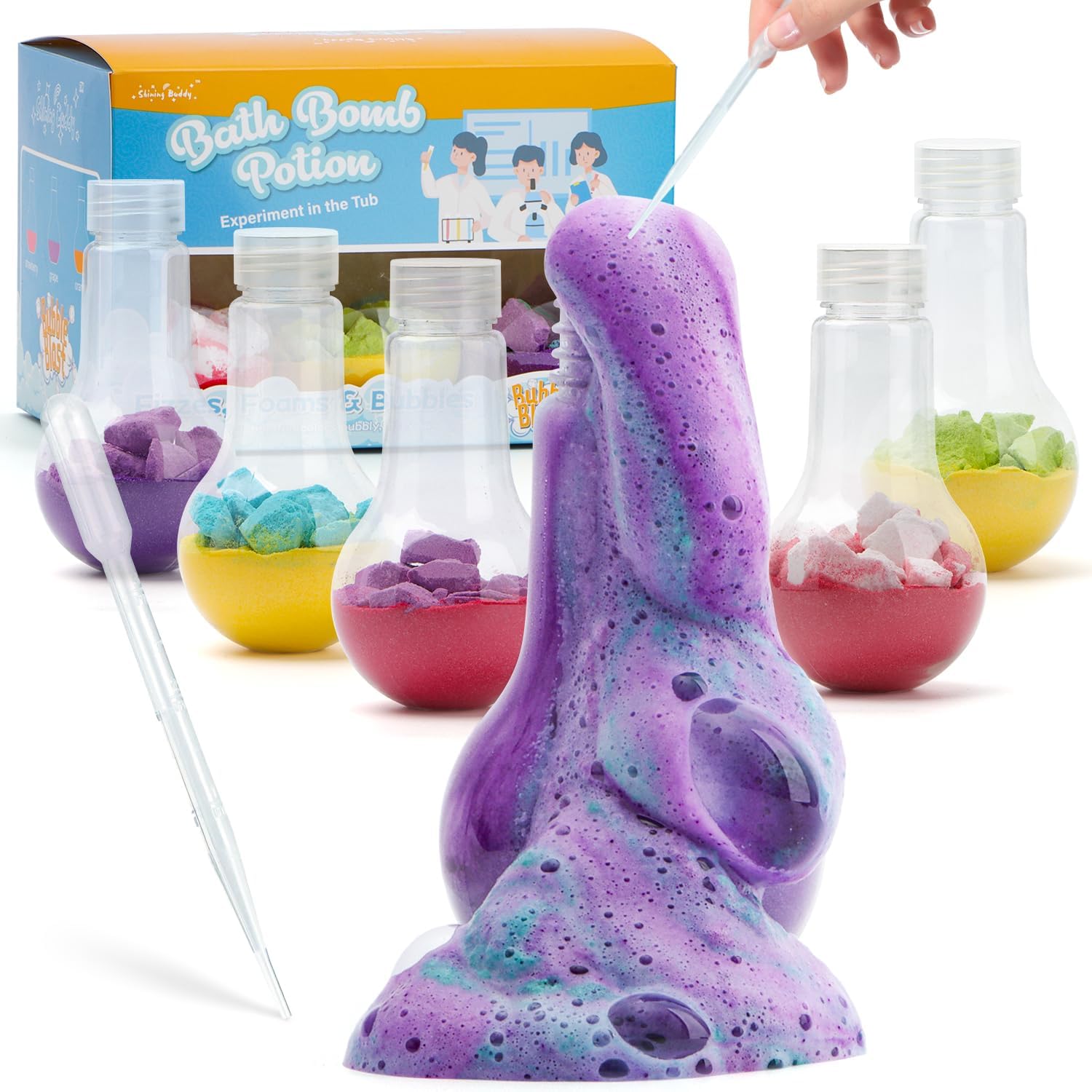 Amazon.com: Shining Buddy Bath Bomb Potion Kids，6 Pack Non-Toxic Fizzy Bubble Bath Explosions of ...