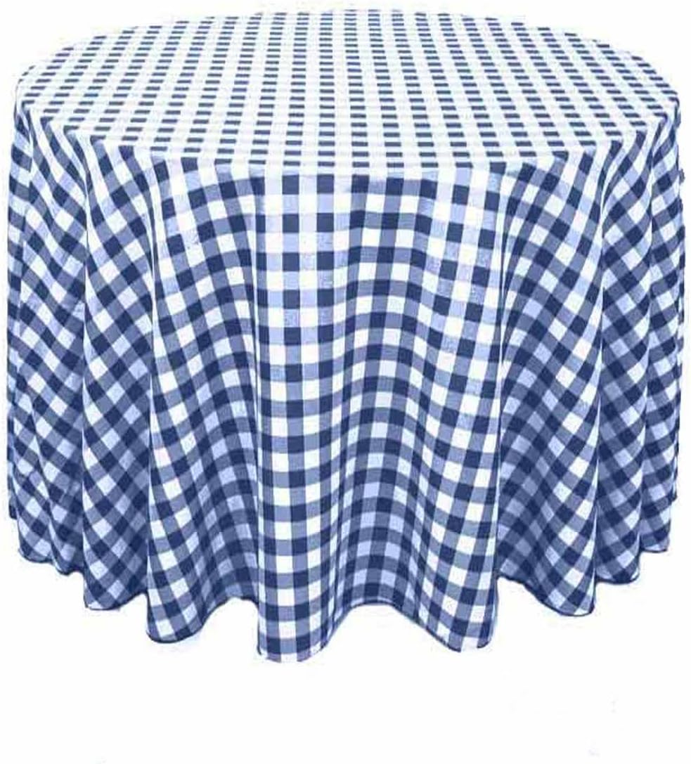 Amazon.com: Runner Linens Factory Round Checkered Tablecloth 90, 96 ...