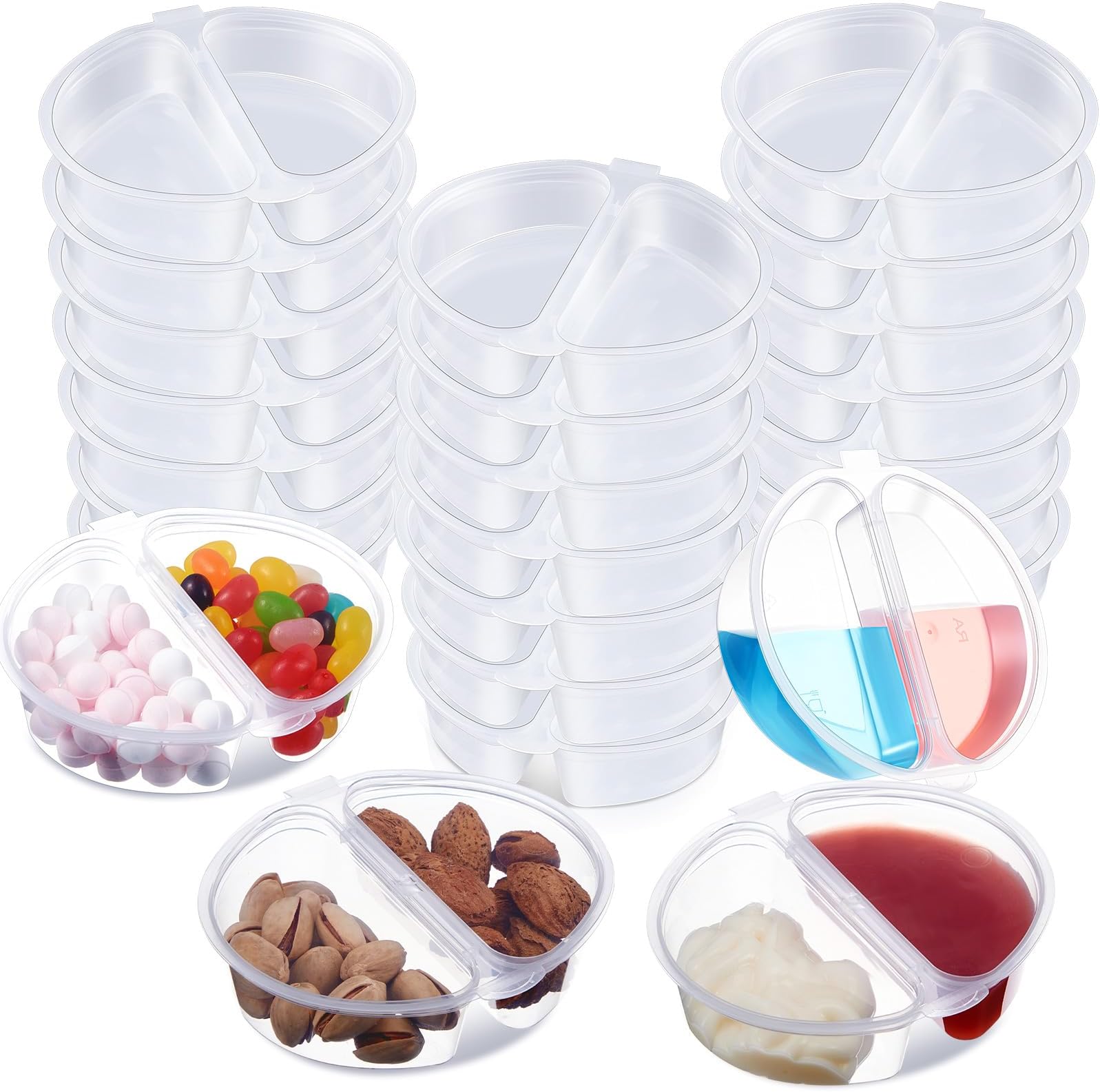 Amazon.com: ABEJFIC 15 Sets Double Compartment Condiment Containers ...