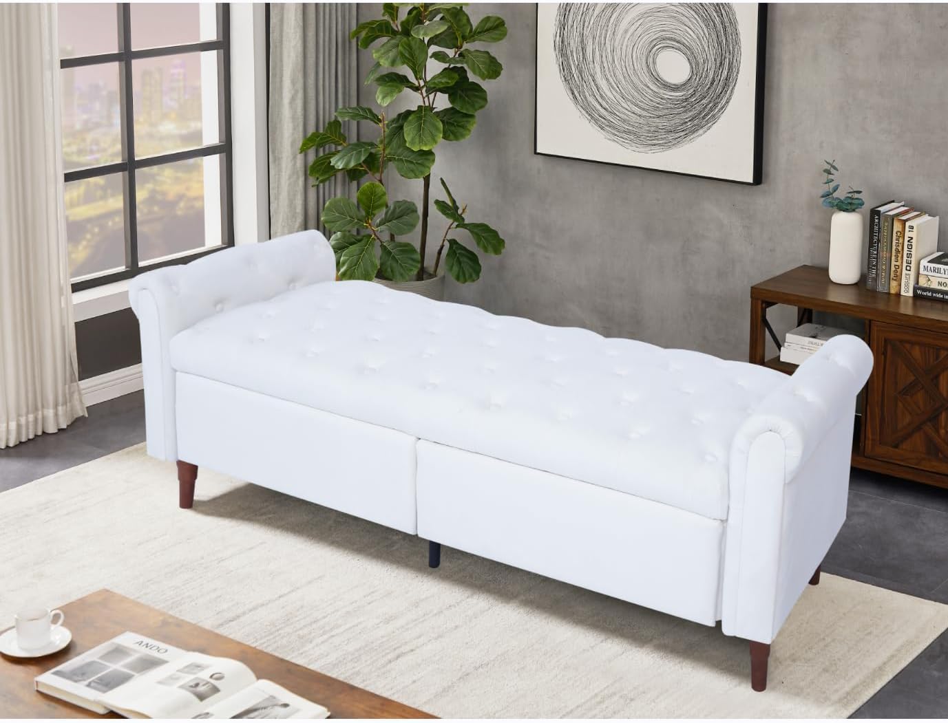 Amazon.com: XYZTech Upholstered Ottoman 64.2inch Long Storage Bench ...