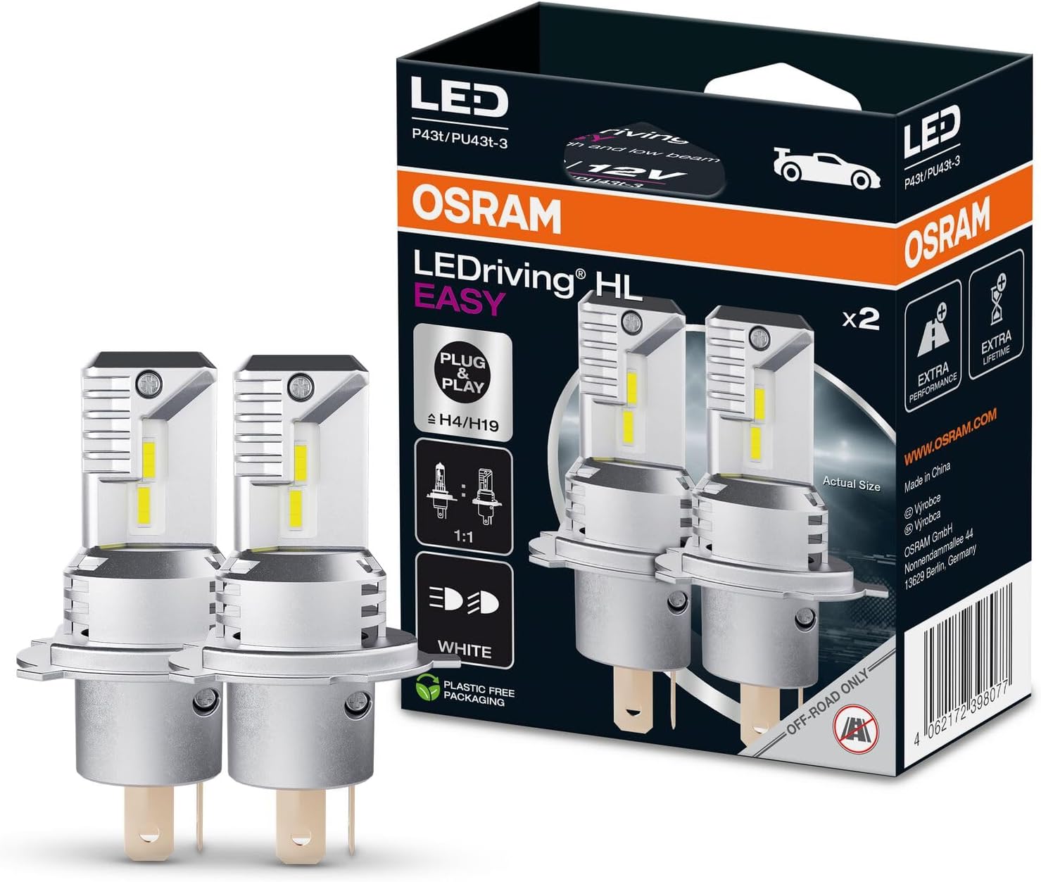 OSRAM LUZ LED LEDriving HL Easy H4/H19 Easy 64193DWESY-2HB : Amazon.com ...